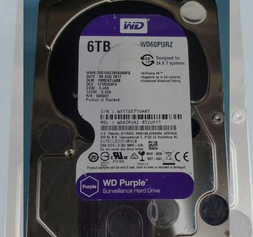 HDD на 6tb Wd60purz