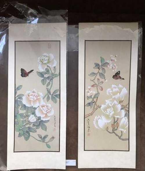 Китайские картины акварель на шелке
