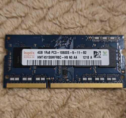 Sodimm ddr3 4gb hynix 1333 1 ранковая