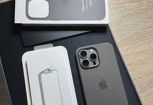 Серый Сlаy силиконовый чехол iPhone 15 pro max
