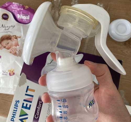 Молокоотсос philips avent comfort ручной + мелочи