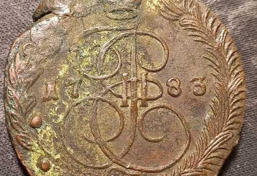 Монета 5 копеек 1783 Екатерина Вторая медь