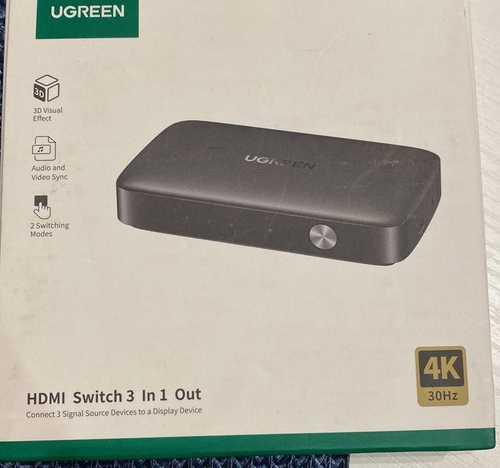 Переключатель ugreen hdmi Switcher 3 In 1 Out