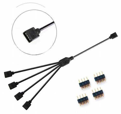 RGB разветвитель 1 в 4 черный 12v 4pin 30см