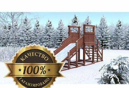 Зимняя деревянная горка CustWood Winter W2 (лестни