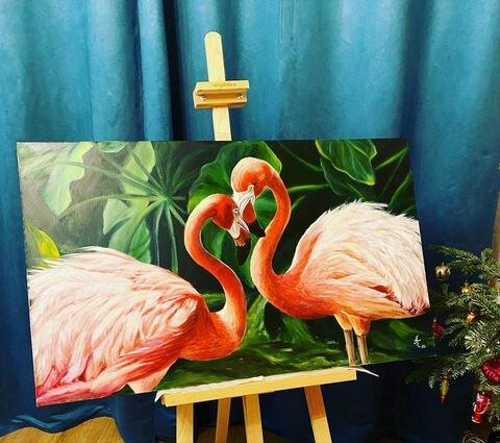 Картина маслом Фламинго