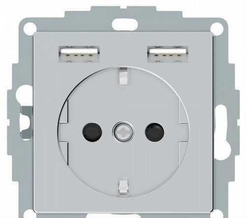 SE Merten SM Aquain IP44 Алюминий Розетка Schuko