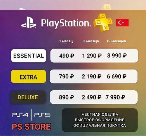 Подписка PS plus Турция