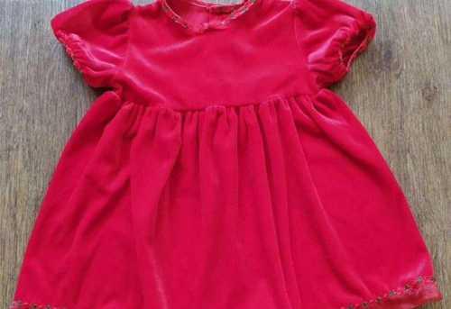 Платье красное для малышки 80-86 на годик