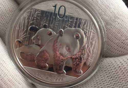 Панда Китай 10 юаней серебро