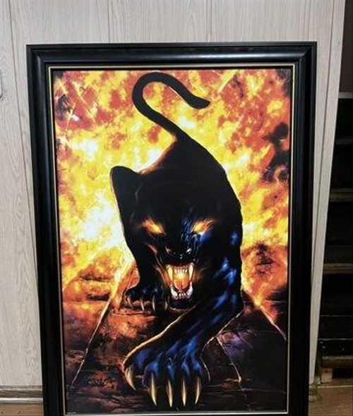 Арт-постер Пантера в огне
