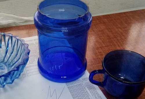 Посуда-Цветное Синее Стекло