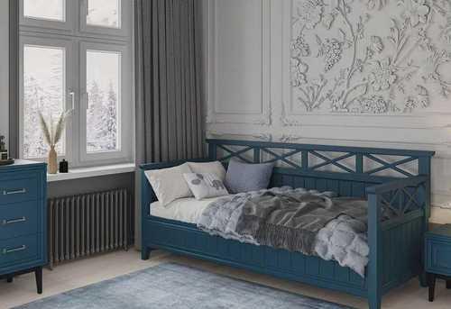 Синяя кровать односпальная в стиле IKEA