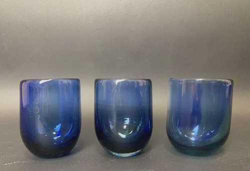 Антикварные стаканы. кобальтовое стекло. 19 век