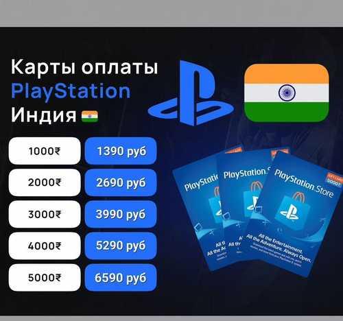 Пополнение кошелька PlayStation Индия /PSN Индия