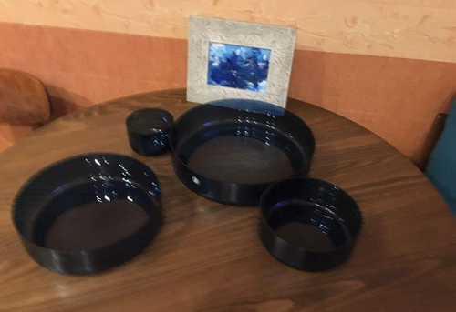 Стокгольм Икеа 4 вазы синее стекло