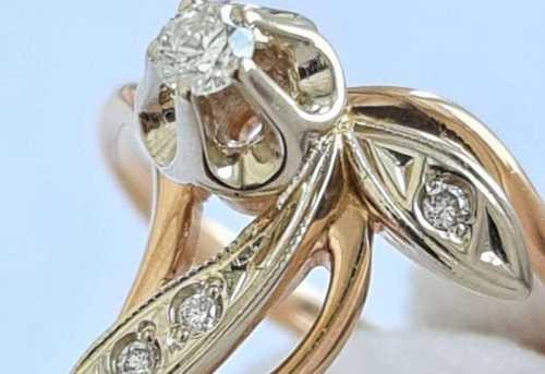 Золотое кольцо тюльпан 585 с бриллиантами