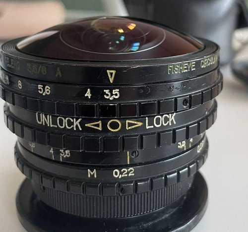 Объектив Пеленг 3,5/8А с переходником на NIkon F