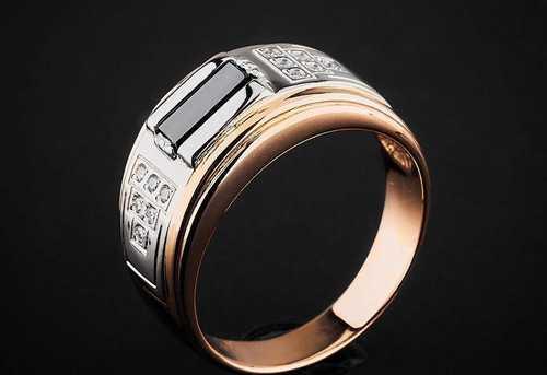 Перстень из комбинированного золота с агатоми фиан