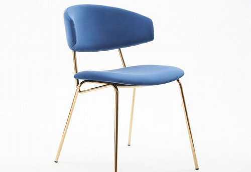 Дизайнерский стул FIT синий, металл золото