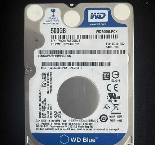 Жесткий диск WD blue 500gb 2.5