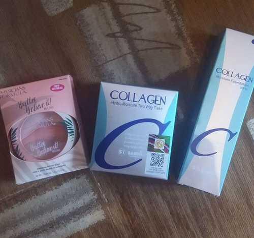 Тональный крем, пудра collagen 13. Румяна