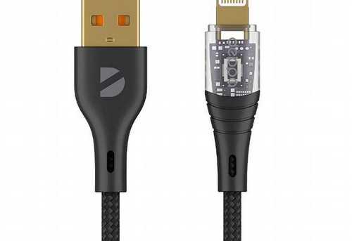 Кабель Deppa Crystal USB - Lightning, 1 м, чёрный