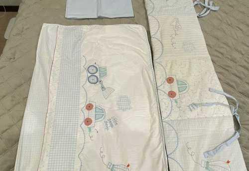 Клмплект для кроватки бортики, одеяло, простынь