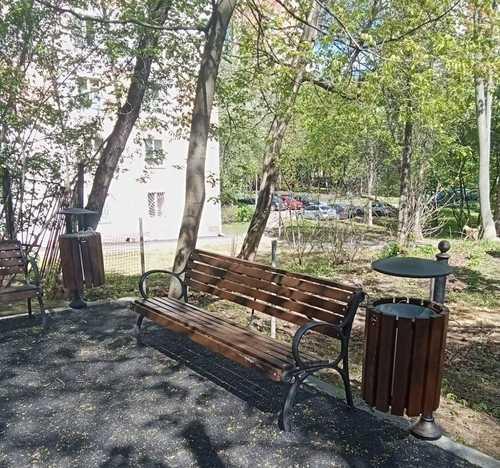 Урна комбинированная чугунная на столбике №4