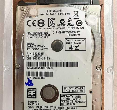 Жесткий диск 2.5" Hitachi 500GB SATA