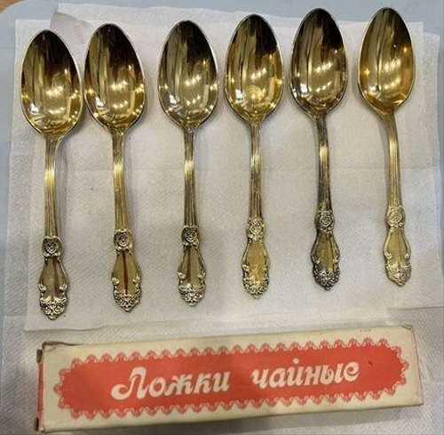 Ложки чайные СССР покрытие серебро-золото