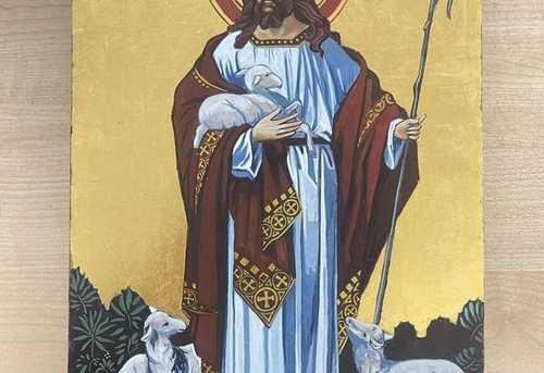 Рукописная икона "Добрый Пастырь"
