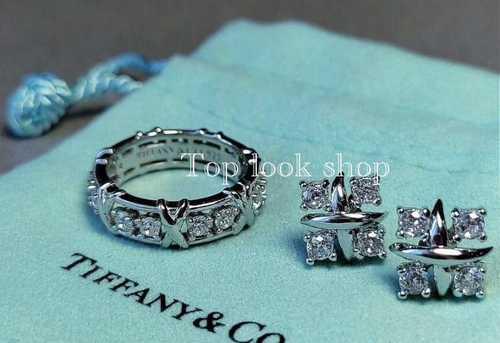 Серьги кольцо Tiffany sixteen stone