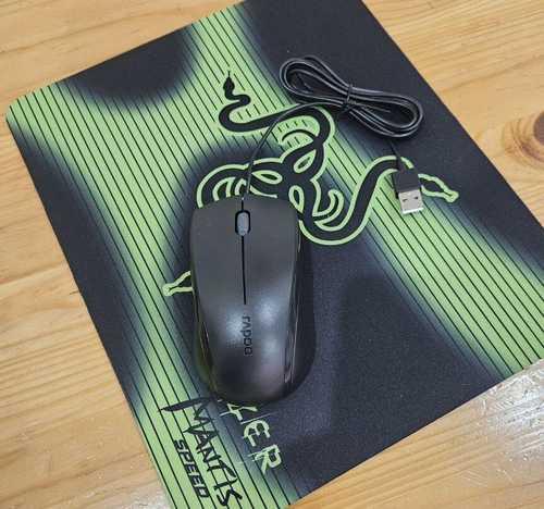 Компьютерная мышь Rapoo   коврик для мыши Razer