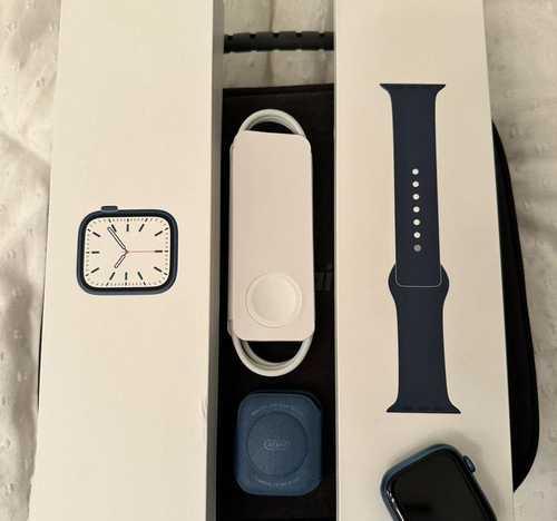 Часы apple watch 7 45 mm синие