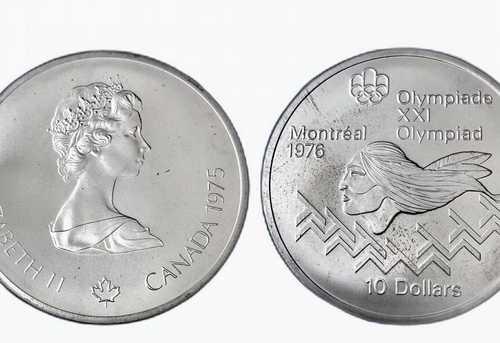 Монета, серебро - 10 долларов 1975 года. Канада