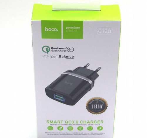 Сетевое зарядное устройство Hoco C12Q SMART Black