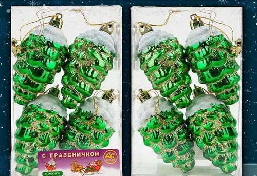 Набор ёлочных украшений шишки зелёный 4шт