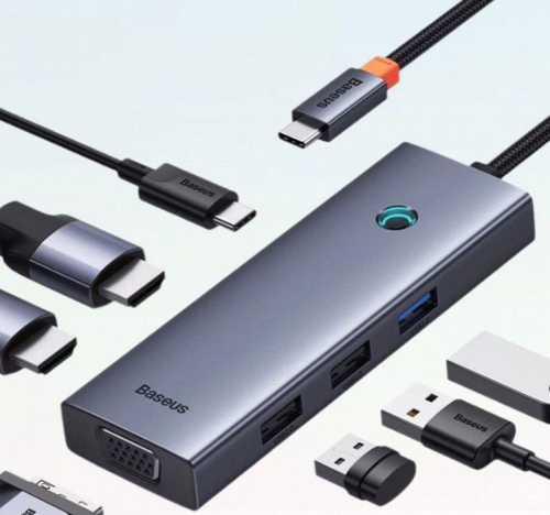 Baseus PortalJoy USB хаб 7 в 1 (Triple-Display)