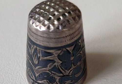 Наперсток старинный серебро 87 пр игольница латунь