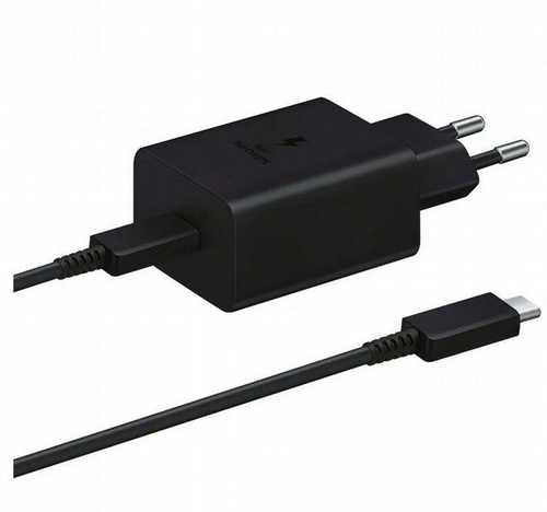 Сетевое зарядное устройство Samsung Type-C 45W с кабелем Type-C - Type-C, черный