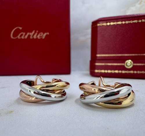 Серьги cartier (18 ct) тринити, полный комплект