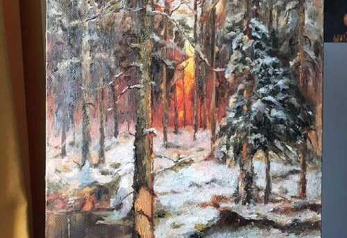 Картина "Зима. Сосновый бор" по мотивам Ю.Клевера