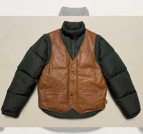 Schott NYC Nylon/Leather Down Jacket