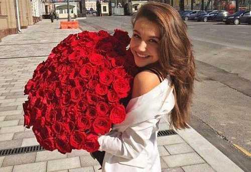 49 красных роз Цветы Букет Розы Красноярск