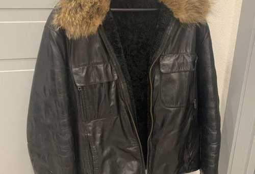 Мужская кожаная зимняя куртка 48 50 размер