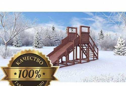 Зимняя деревянная горка CustWood Winter W3 (лестни