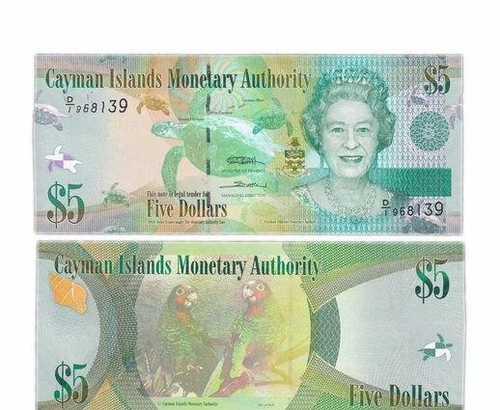 Подлинная банкнота 5 долларов. Каймановы острова