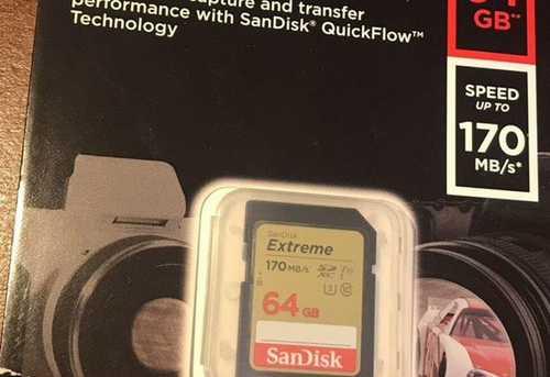 Карта памяти Sandisk extreme sdhc sdxc 64Gb