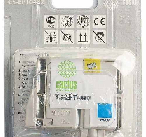 Картридж струйный Cactus CS-EPT0482 T0482 голубой (14.4мл) для Epson Stylus Photo R200/R220/R300/R32